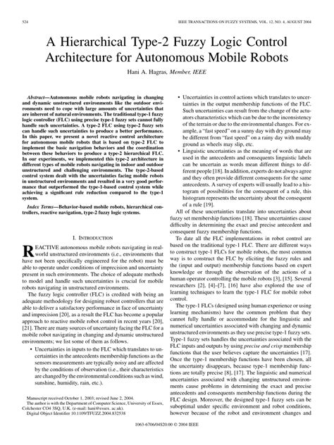 pdf hagras h a hierarchical type 2 fuzzy logic control architecture for autonomous mobile
