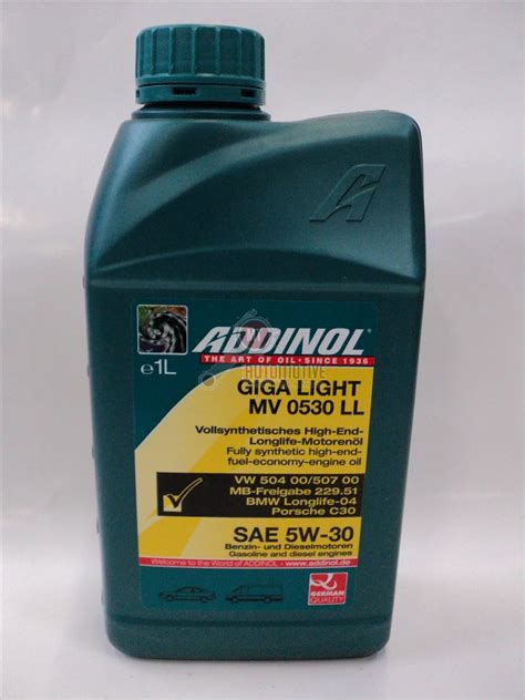 ADDINOL GIGA LIGHT MV 5W-30 LL C3 Motorenöl, 1 Liter : Amazon.de: Auto ...