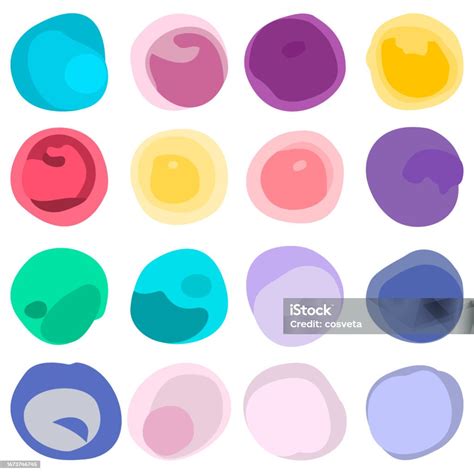 파스텔 네온 라운드 브러시 스트로크 배경 벡터 그림을 설정합니다 트렌디 한 현대 그래픽 디자인 배너 스토리 포스트 소셜 미디어