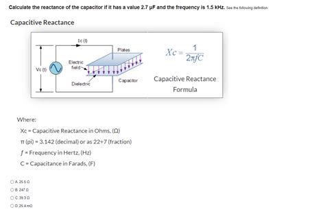 Capacitance Reactance Formula