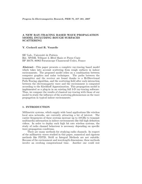 A New Ray Tracing Based Wave Propagation Model Including Rough Surfaces