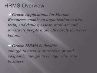 Oracle HRMS Payroll PPTX Human Resources Business