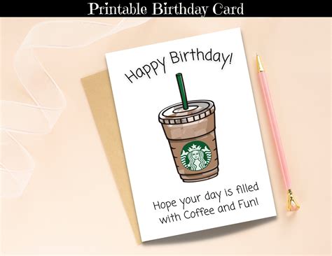 Coffee Birthday Card Birthday Card For Coffee Lover Starbucks Lover