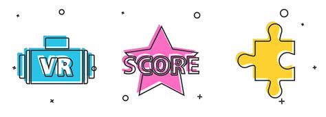 가상 현실 안경 스타 퍼즐 아이콘의 조각을 설정합니다 벡터 1위에 대한 스톡 벡터 아트 및 기타 이미지 1위 3차원 형태 가상현실 Istock