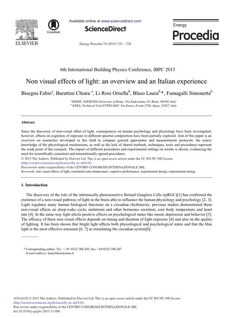 PDF Non Visual Effects Of Light An Overview And An Italian Experience