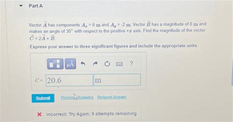 solved part avector vec a ﻿has components ax 6m ﻿and
