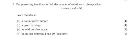Solved 2 Use Generating Functions To Find The Number Of