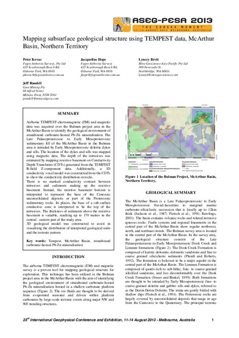 Pdf Mapping Subsurface Geological Structure Using Tempest Data Mcarthur Basin Northern Territory