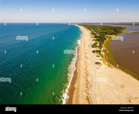 Aerial View Of Beautiful Macaneta Beach North Maputo Mozambique