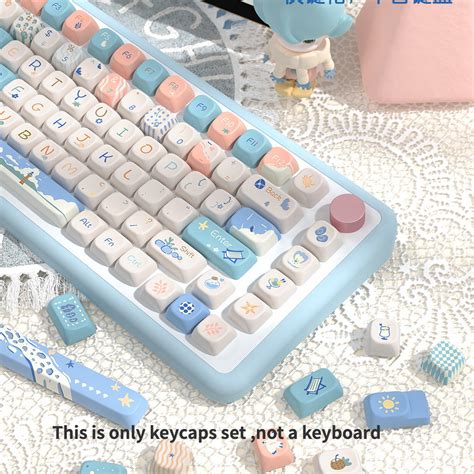 PBT Beach Summer Fresh Original Theme Keycaps SCA Cherry Height Cute Girls Personalized Keyboard