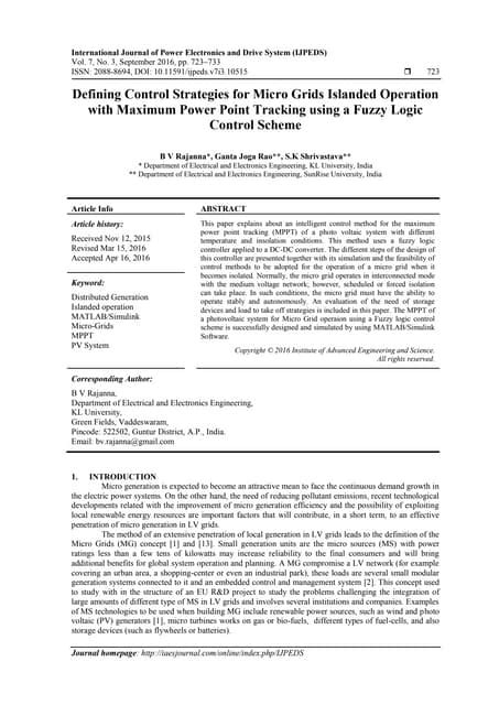 Coordinated Control And Energy Management Of Distributed Generation