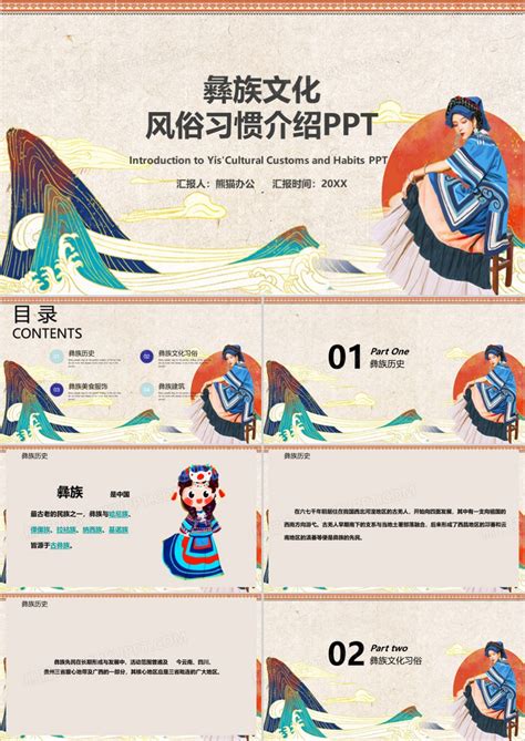 彝族文化风俗习惯介绍PPT模板下载 熊猫办公