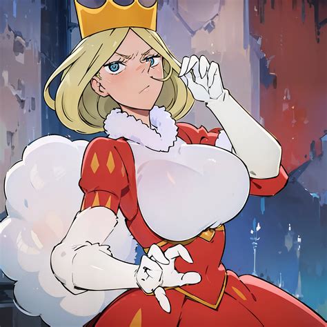 Anime Character Dressed In Red And White With A Crown On Her Head