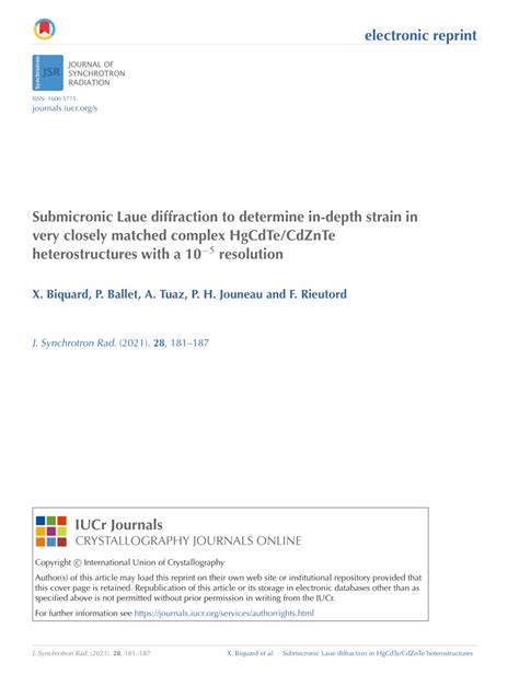 Pdf Submicronic Laue Diffraction To Determine In Depth Strain In Very