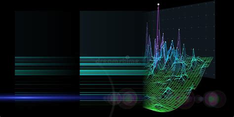 Abstract Background With Bending Color D Grid And Lines On Dark Visual Presentation Screen Of