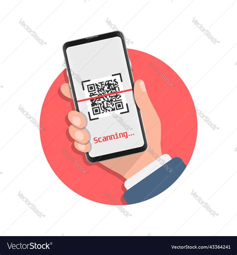Qr Code Scan In Flat Style Mobile Phone Scanning Vector Image