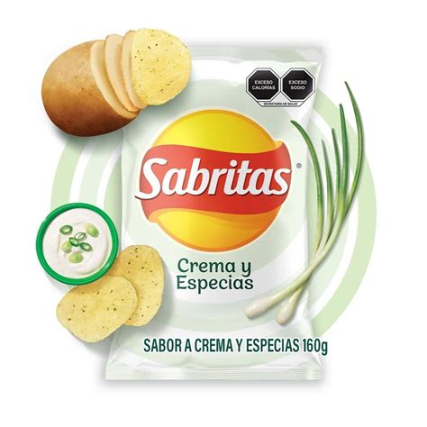 Papas Fritas Sabritas Sabor Crema Y Especias 160 G Bodega Aurrera