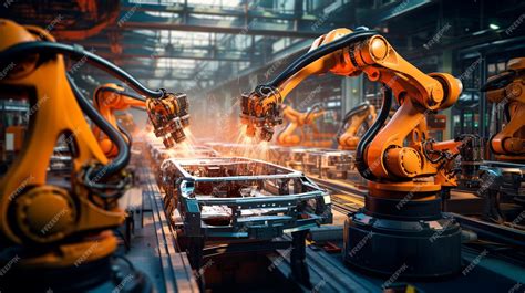 Premium Ai Image Industrial Robotic Arm Industry Concept