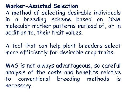 Marker Assisted Selection