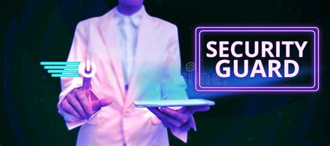 Hand Writing Sign Security Guard Word Written On Tools Used To Manage