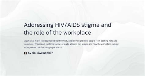 Addressing Hiv Aids Stigma And The Role Of The Workplace
