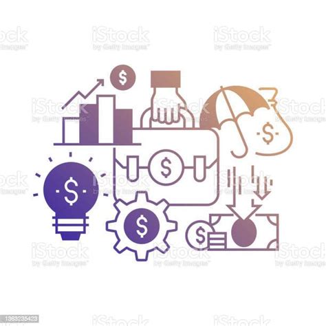 일러스트 금융 개념의 벡터 집합입니다 웹 페이지 배너 포스터 인쇄 등을 위한 라인 아트 스타일 배경 디자인 벡터 일러스트레이션