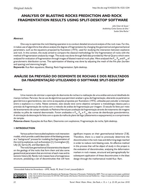 Pdf Analysis Of Blasting Rocks Prediction And Rock Fragmentation Results Using Split Desktop