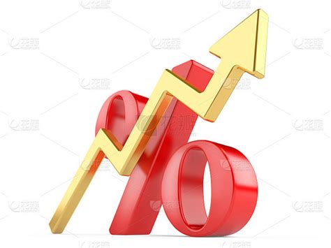 闪亮的红色百分比符号与箭头