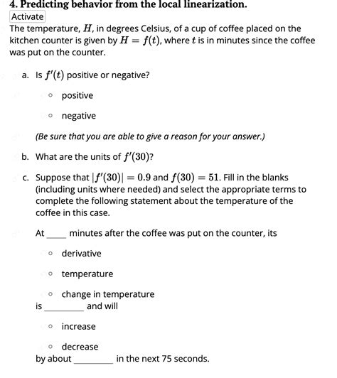 Solved 4 Predicting Behavior From The Local Linearization