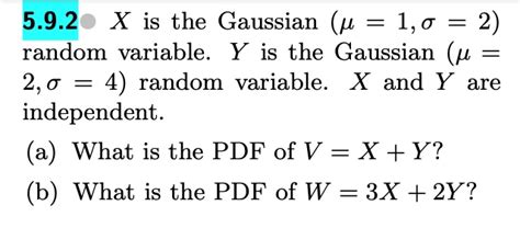 solved 5 9 20 x is the gaussian 1 o 2 random variable y is the