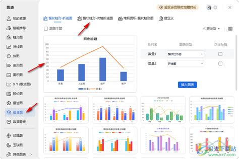 Excel组合图如何设置双纵坐标轴？ Wps Excel组合图设置双纵坐标轴的方法 极光下载站