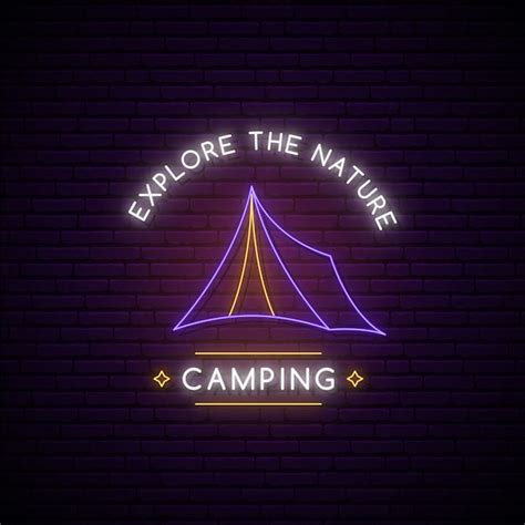 Premium Vector Camping Neon Sign