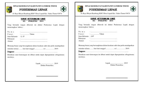 Detail Surat Keterangan Sakit Puskesmas Koleksi Nomer 35