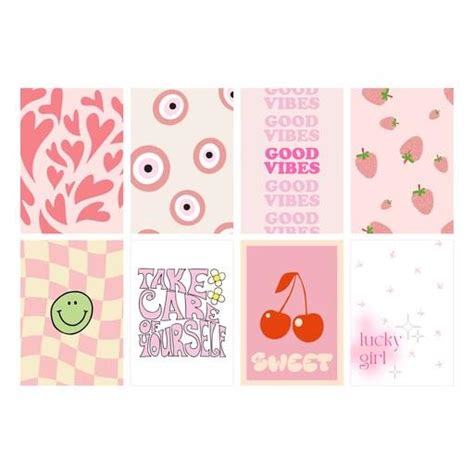 خرید و قیمت پک پوستر اتاق پینترستی 16 عددی تم صورتی مناسب تزئین اتاق