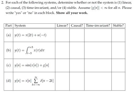 solved 2 for each of the following systems determine