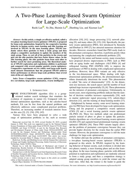 Pdf A Two Phase Learning Based Swarm Optimizer For Large Scale