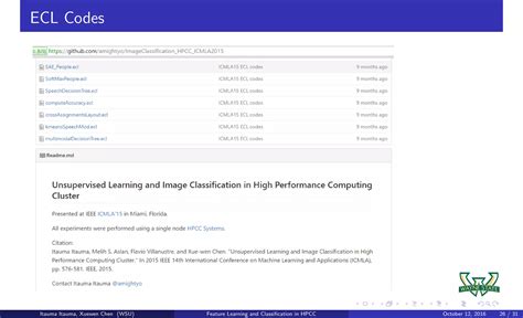 Unsupervised Learning And Image Classification In High Performance Computing Cluster Ppt