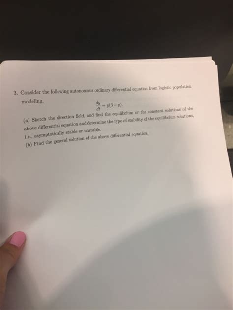 Solved Consider The Following Autonomous Ordinary