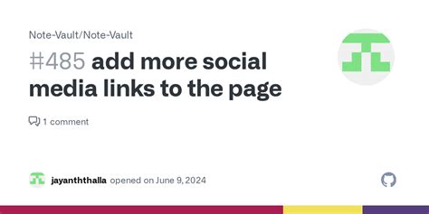 Add More Social Media Links To The Page · Issue 485 · Note Vaultnote Vault · Github