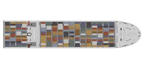 Large Ship Wireframe With Containers From Black Lines Isolated On White Background Side View