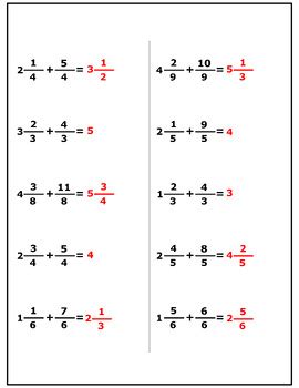 Adding Mixed Numbers Fractions With Like And Unlike Denominators Worksheets