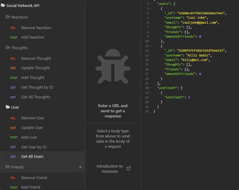 GitHub Johnatticus Social Network API A Social Network Api Demonstration Application Using