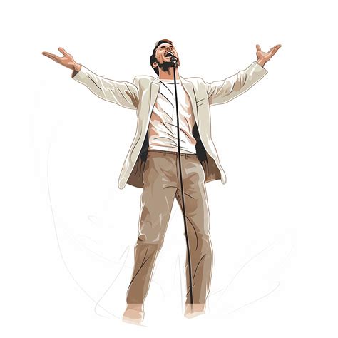 Premium Ai Image Man Singing Full Body Line Art Vector Illustration