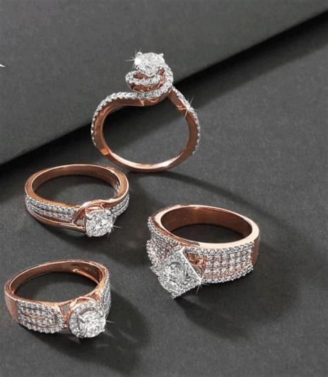 Rose Gold And Daimond Solitaire Multiple Ring Fancy Diamond Ring