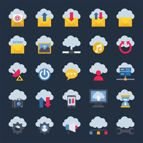 Flat Color Icons For Cloud Computing 17358746 Vector Art At Vecteezy
