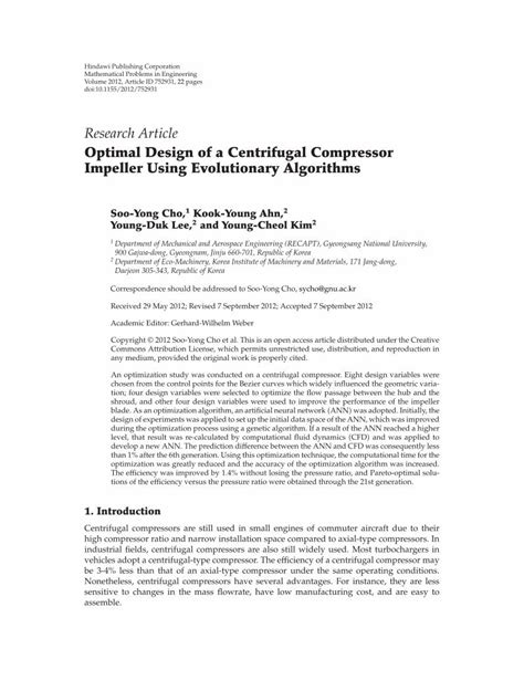 Pdf Optimal Design Of A Centrifugal Compressor … Journals Mpe 2012 752931
