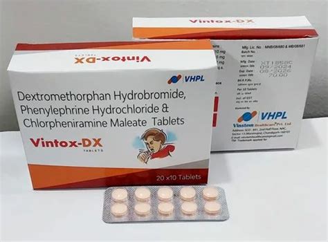 Dextromethorphan Hydrobromide Phenylephrine Hydrochloride Tablet For Hospital Packaging Size