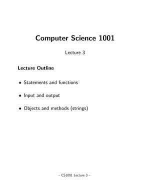 Practice Problem Set 3 Computer Science 1001 Practice Problem Set 3