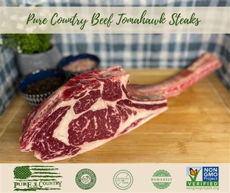 Beef Tomahawk Rib Steaks Pure Country Farms