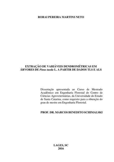 Pdf Extraction Of Dendrometric Variables In Pinus Taeda L Trees From Tls And Als Data